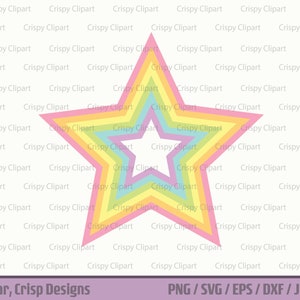 Rainbow Star Clipart, Rainbow SVG Cut File, Star Shape Vector Art ...