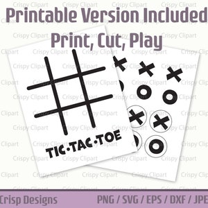 Tic Tac Toe SVG Cut File, X's and O's Game Board Customizable Clipart ...