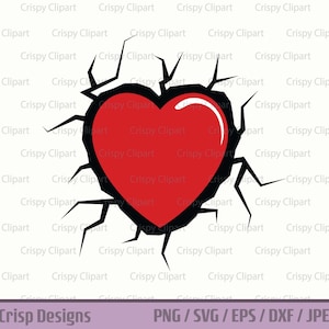 Heart SVG, Heart in the Wall Clipart, Heart Silhouette Cut File ...