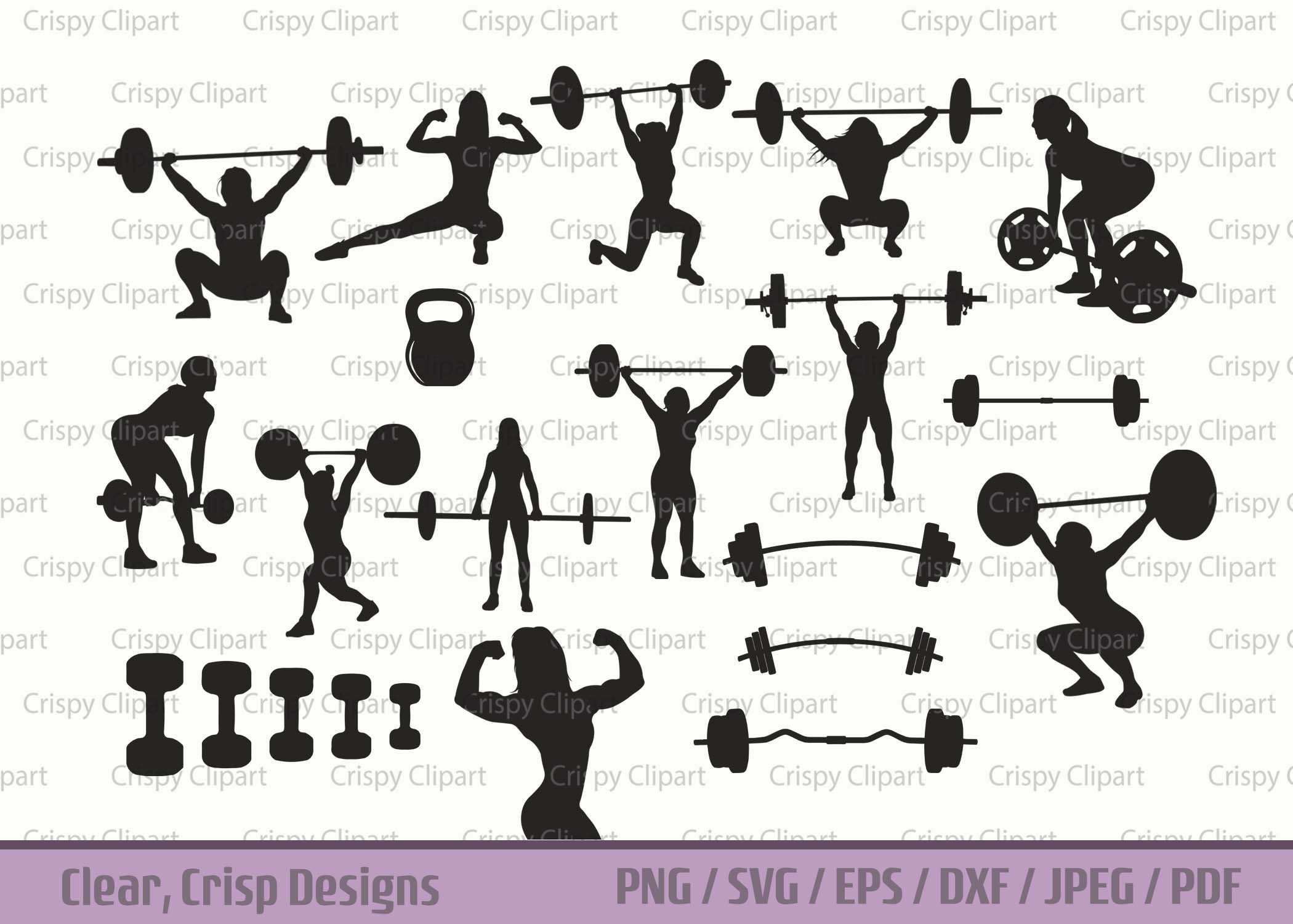 Women Weightlifters SVG Bundle, Female Body Builder Silhouette Cut File ...