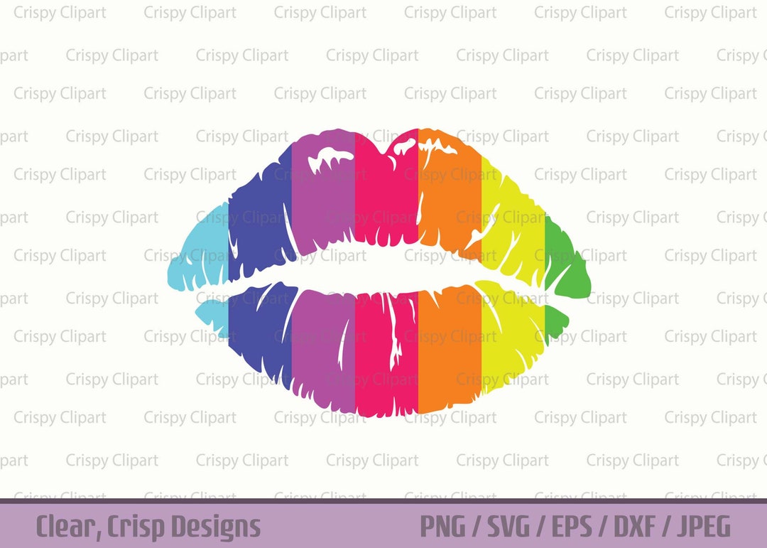 Rainbow Lips SVG Cut File, Colorful Lips Clipart, Mouth Cut File ...