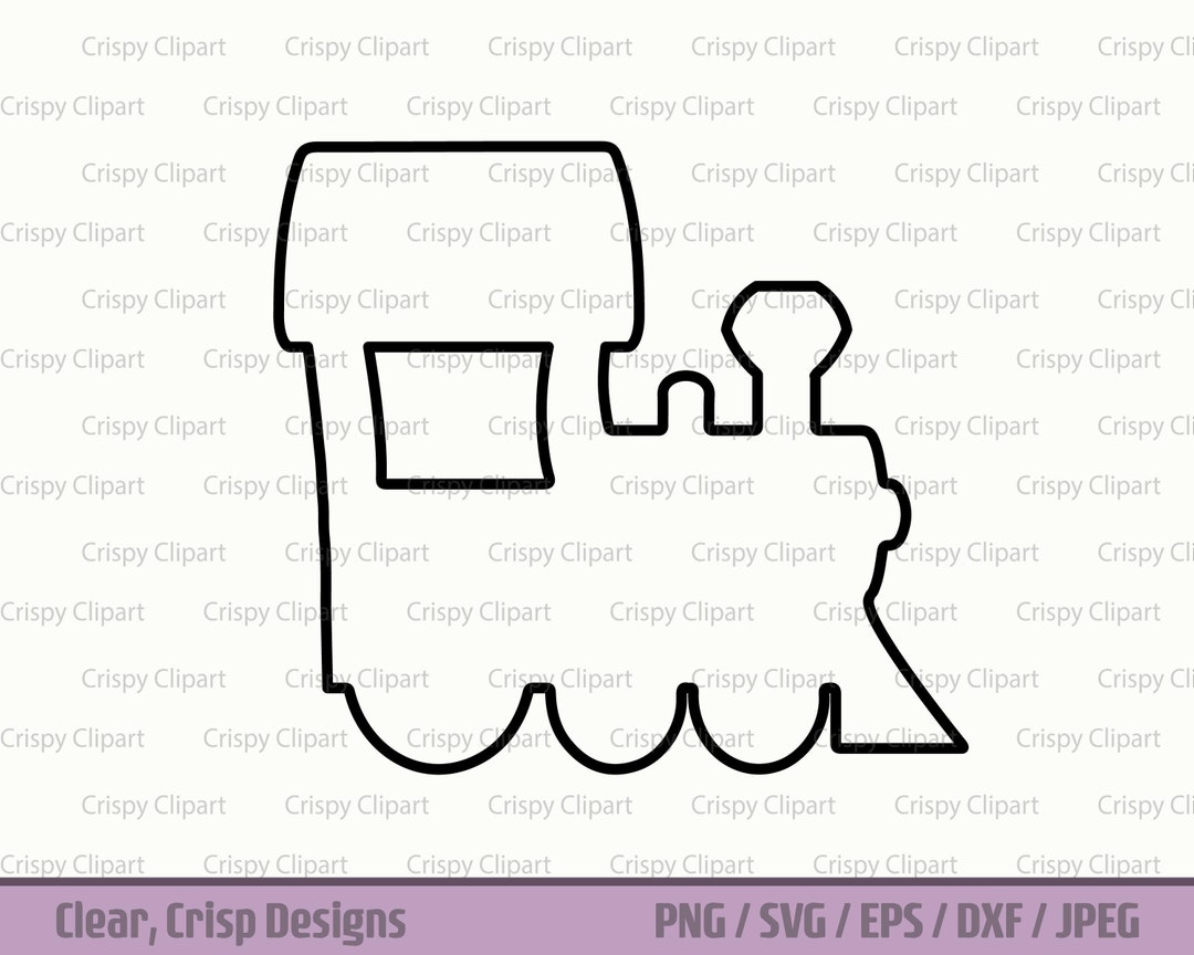 Train Outline Clipart, Cartoon Train Engine SVG, Transportation Vehicle ...
