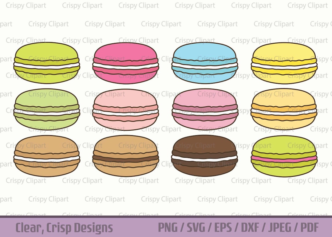 Macarons SVG, French Macaron With Outline Clipart, Dessert Cut File ...