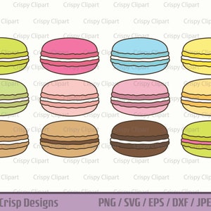 Macarons SVG, French Macaron With Outline Clipart, Dessert Cut File ...