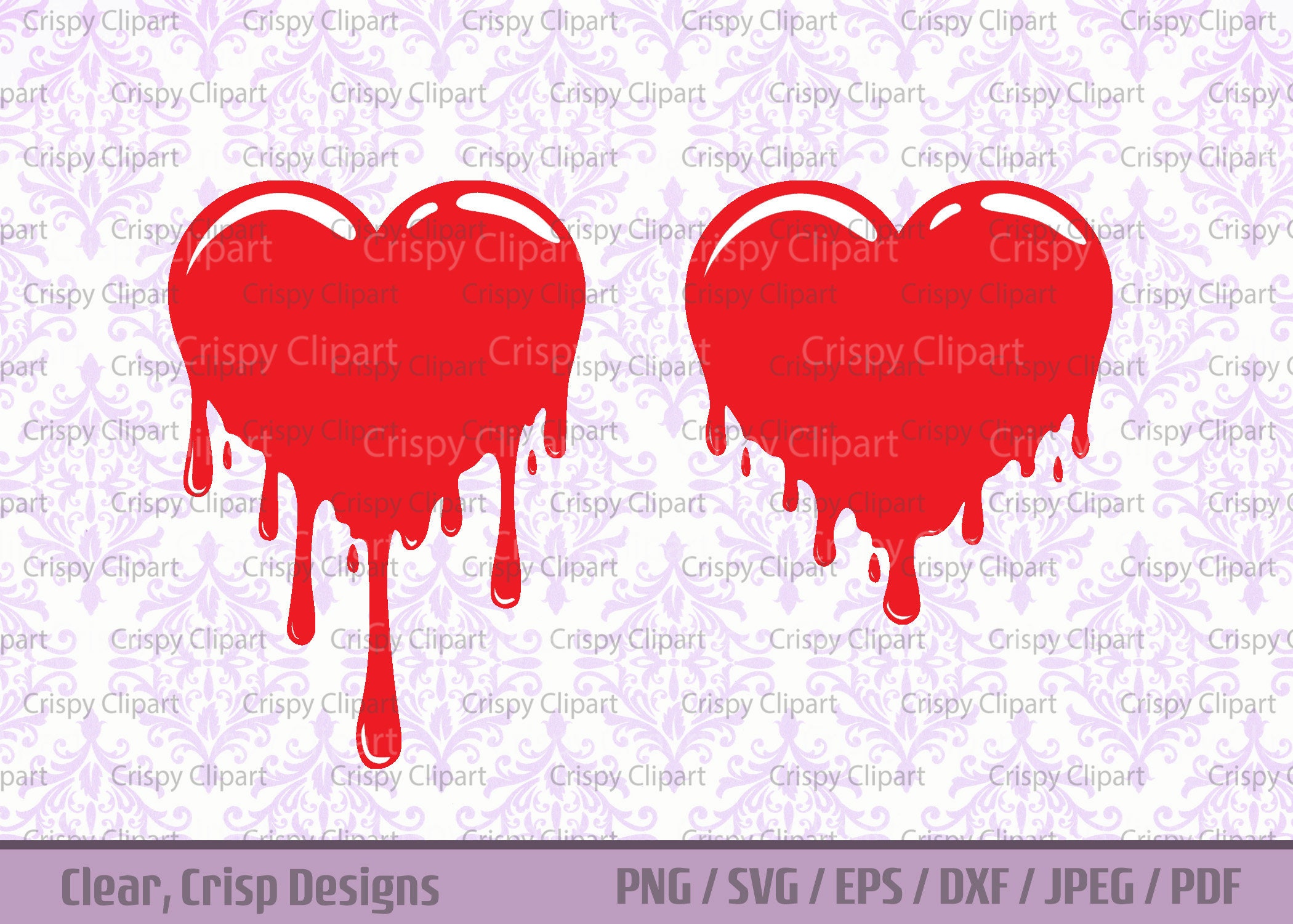 Red Dripping Heart Clipart, Melting Heart SVG, Heart Cut File ...