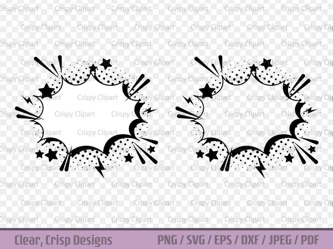 Comic Burst SVG Clipart, Comic Bubble Cut File, Cartoon Hero Action ...