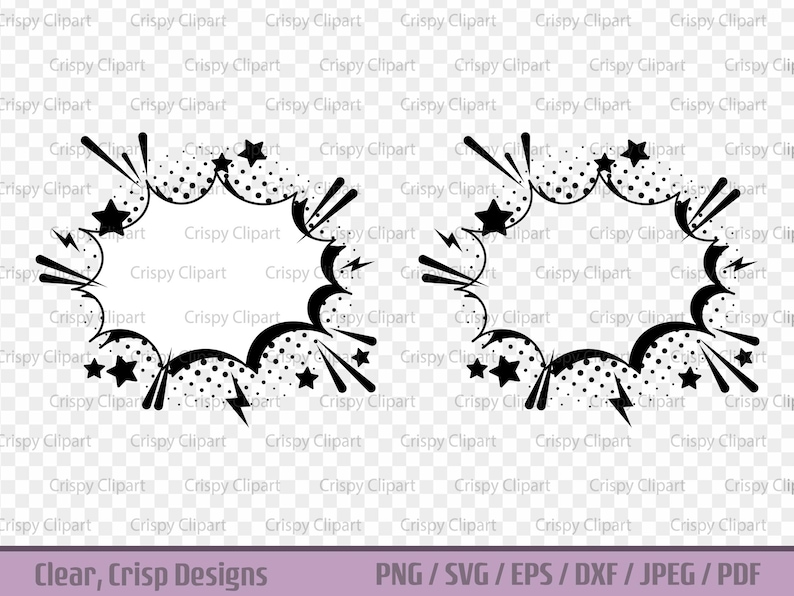 Comic Burst SVG Clipart, Comic Bubble Cut File, Cartoon Hero Action ...