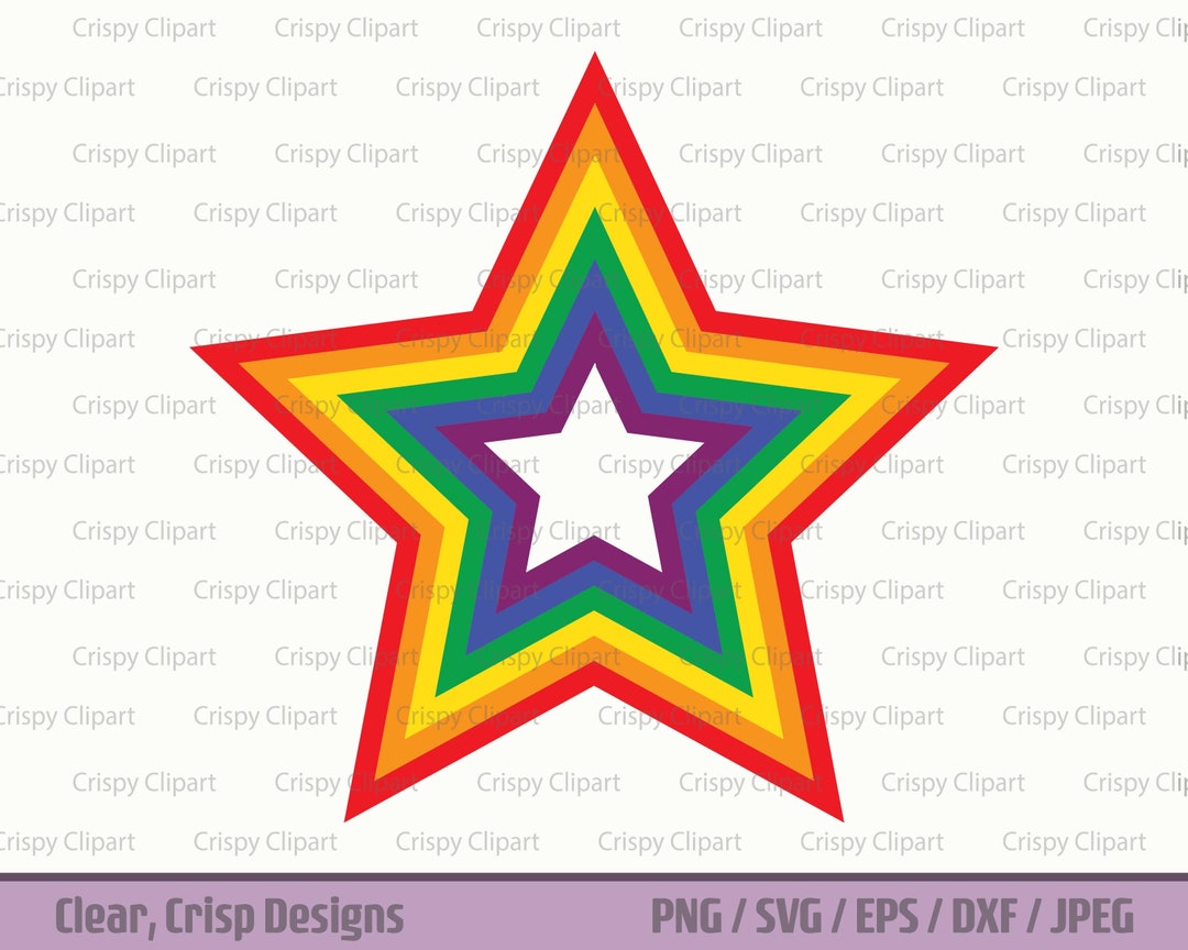 Rainbow Star Clipart, Rainbow SVG Cut File, Star Shape Vector Art ...