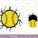 Softball Clipart, Softball in the Wall SVG, Baseball Vector Art, Broken ...