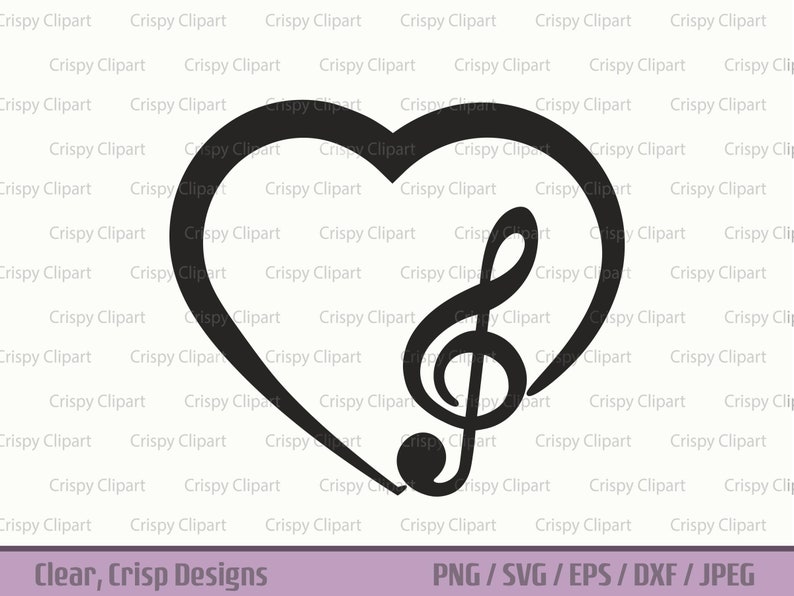 Treble Clef With Heart SVG Music Note Cut File Music - Etsy