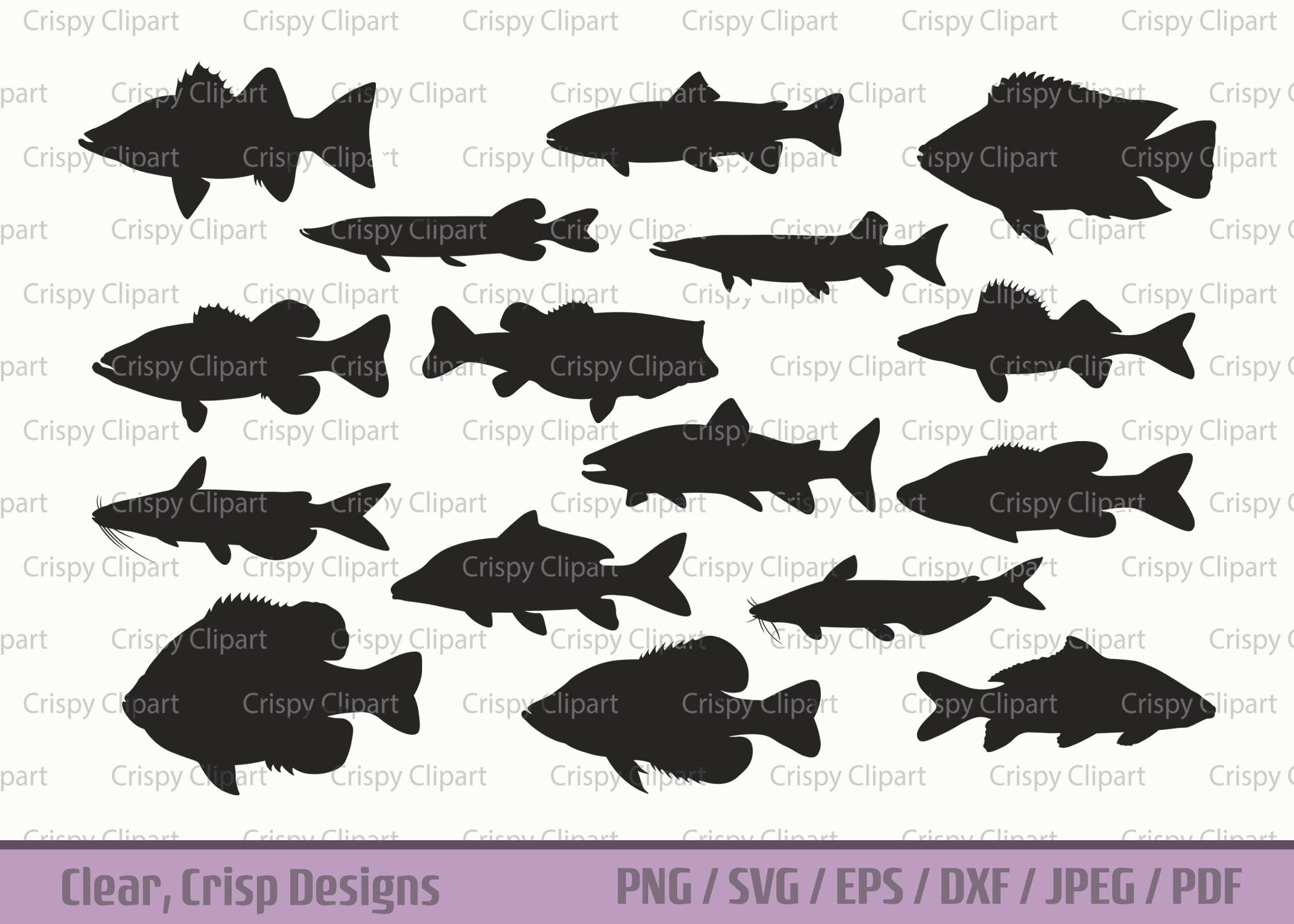 Lake Fish SVG Bundle, Northern Freshwater Fish Silhouette Cut File ...