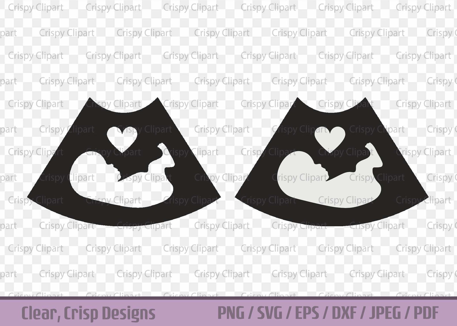Ultrasound Image SVG Pregnancy Announcement Vector Fetus Image Cut File ...