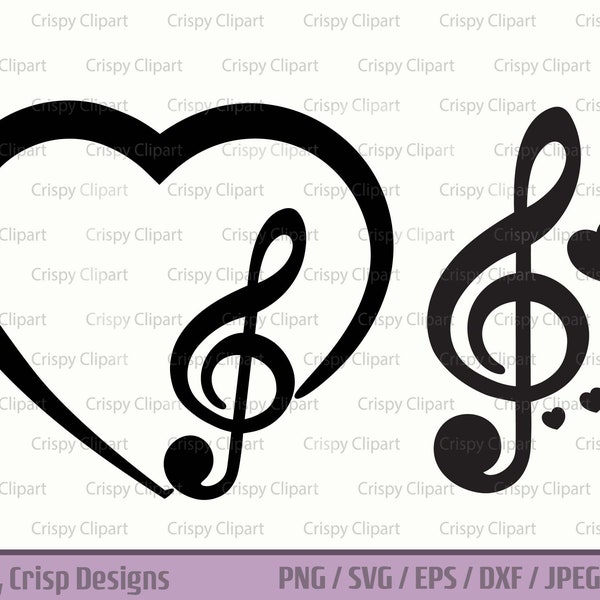 Heart With Treble Clef Svg - Etsy