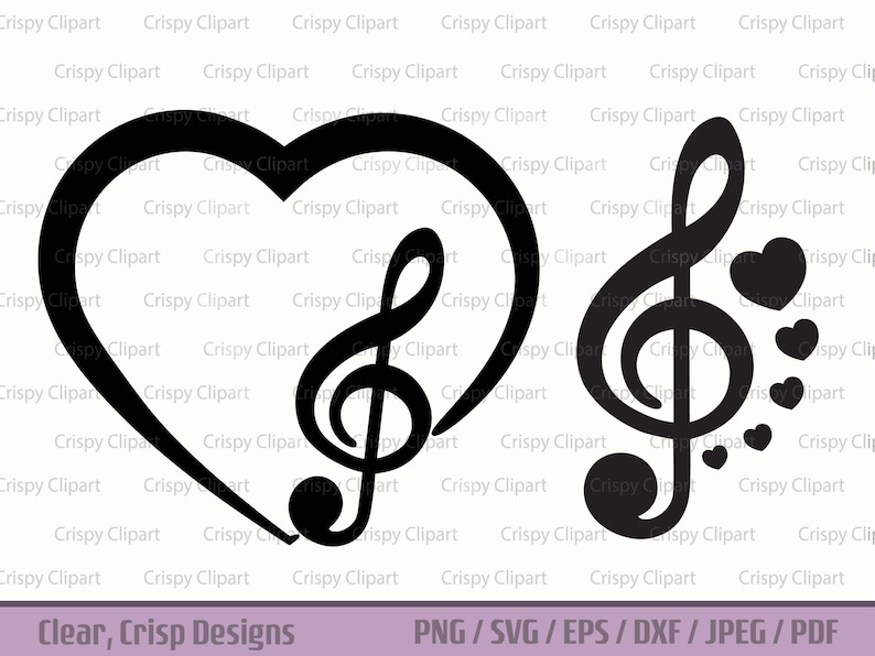 Treble Clef With Heart SVG Music Note Cut File Music - Etsy