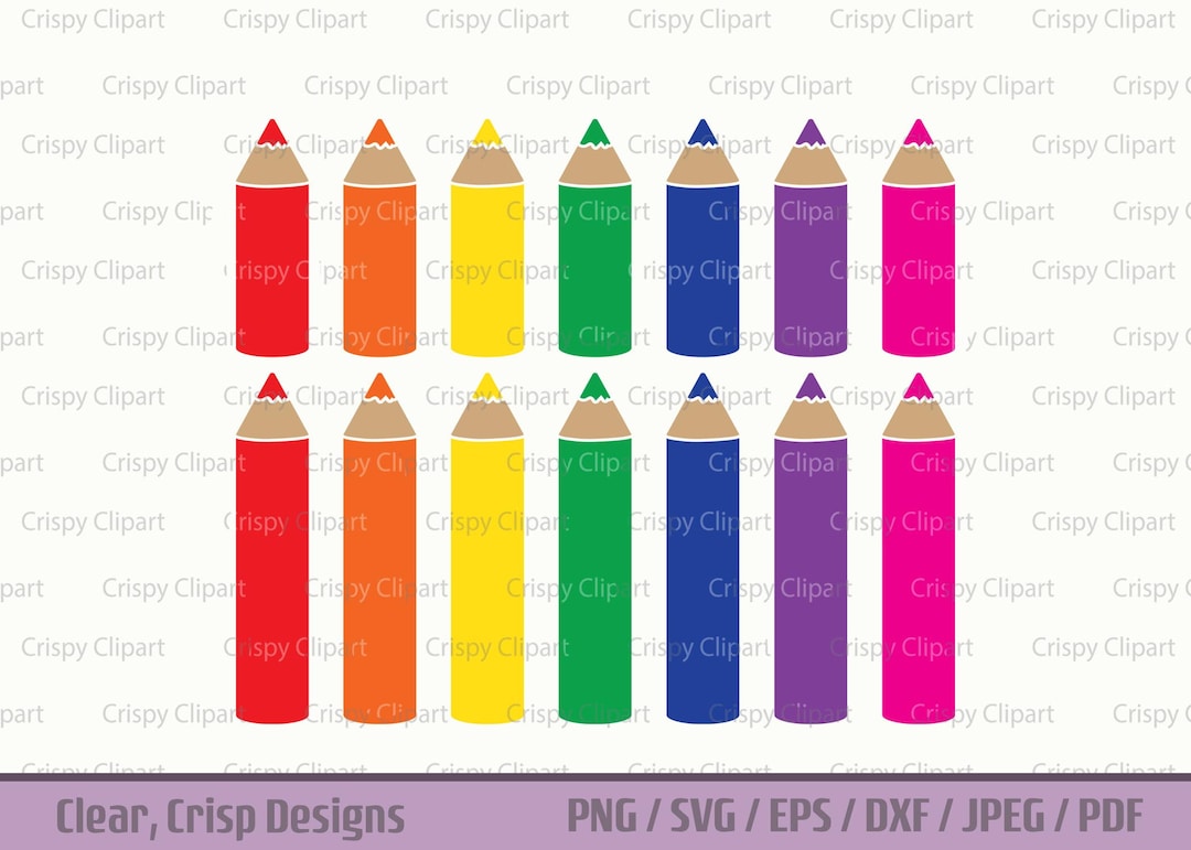 Rainbow Color Pencil Crayons SVG Cut File, Art Supplies Clipart, Kids ...