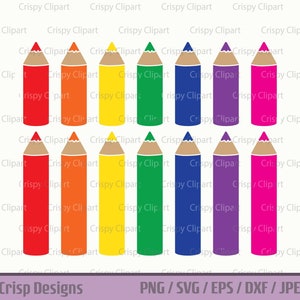 Rainbow Color Pencil Crayons SVG Cut File, Art Supplies Clipart, Kids ...