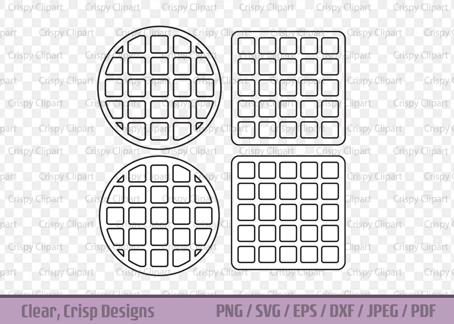Waffle Outline Clipart Round Waffle SVG Cut File Transparent - Etsy