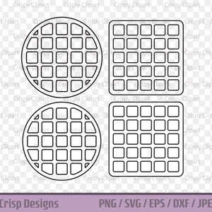 Waffle Outline Clipart, Round Waffle SVG Cut File, Transparent Square ...