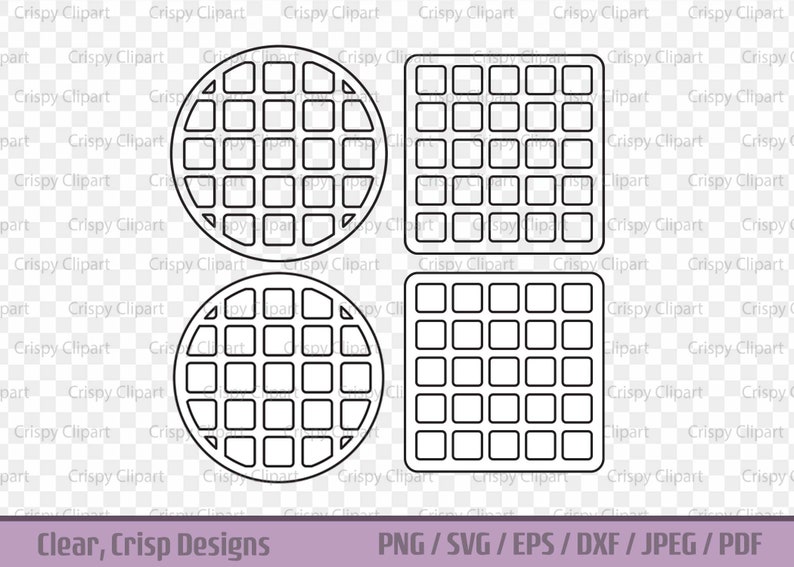 Waffle Outline Clipart, Round Waffle SVG Cut File, Transparent Square ...