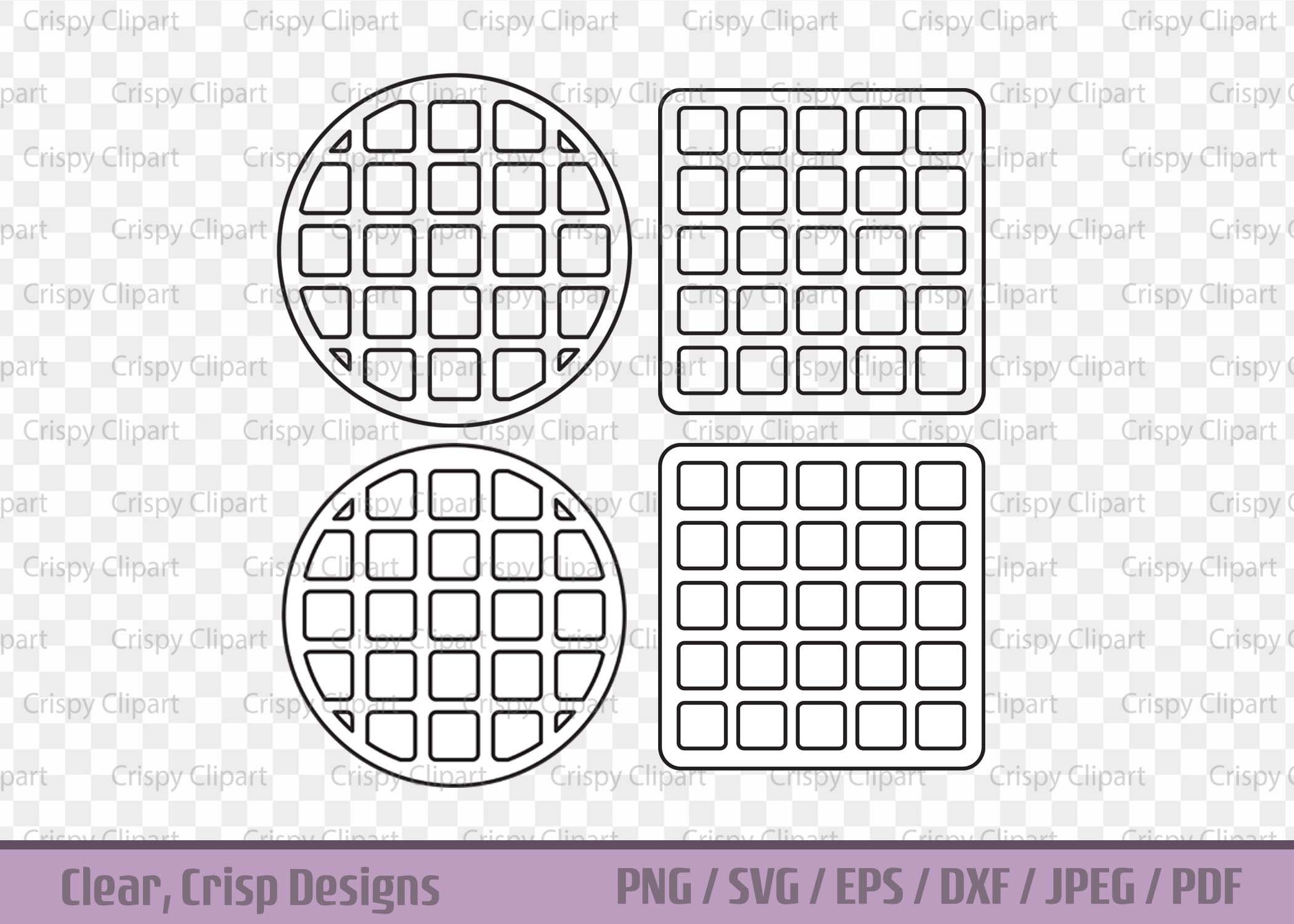 Waffle Outline Clipart Round Waffle SVG Cut File Transparent - Etsy Canada