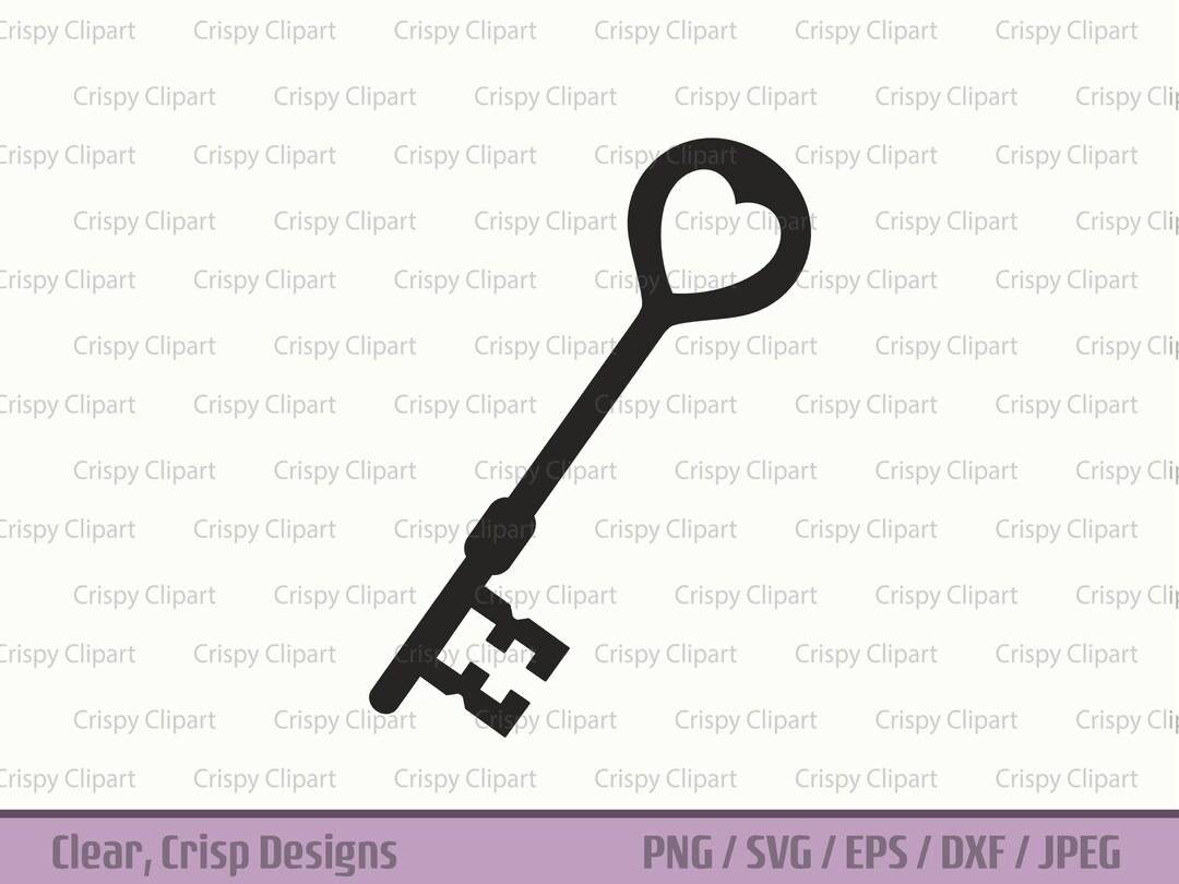 Heart Key SVG Silhouette, Skeleton Key Clipart Vector, Vintage Key Cut ...