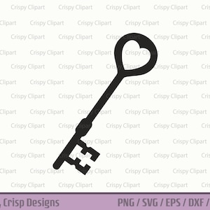 Heart Key SVG Silhouette, Skeleton Key Clipart Vector, Vintage Key Cut ...