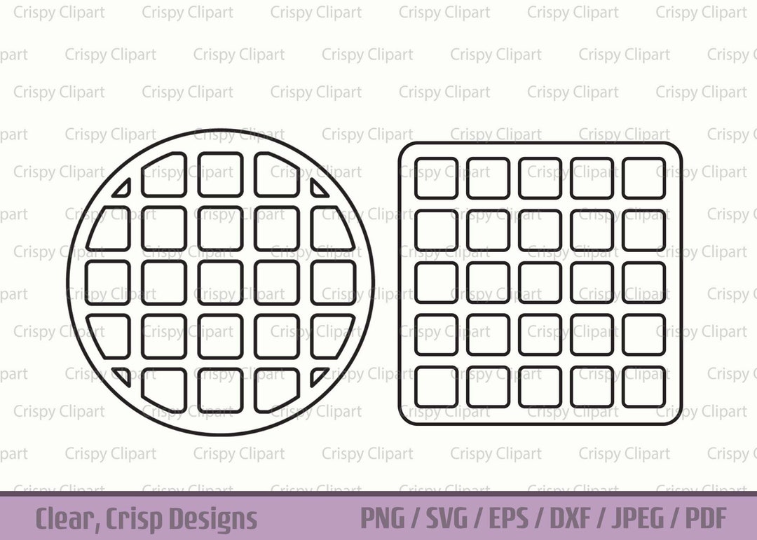 Waffle Outline Clipart, Round Waffle SVG Cut File, Transparent Square ...