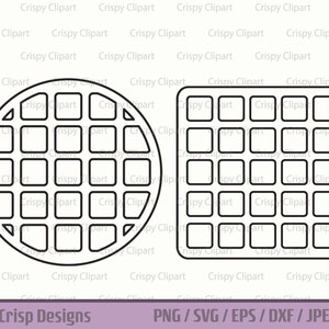 Waffle Outline Clipart, Round Waffle SVG Cut File, Transparent Square ...