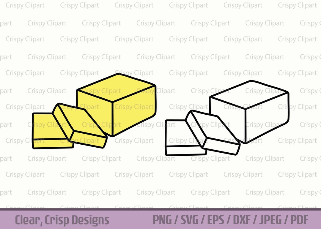 Butter Clipart, Sliced Butter SVG, Stick of Butter Outline Cut File ...