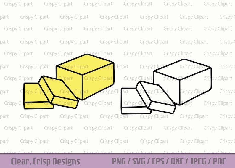 Butter Clipart Sliced Butter SVG Stick of Butter Outline Cut - Etsy