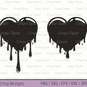 Melting Heart SVG Black Dripping Heart Clipart Heart Cut - Etsy