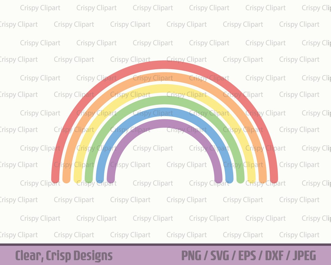 Rainbow Clipart, Rainbow SVG Cut File, Weather Vector Art, Muted ...