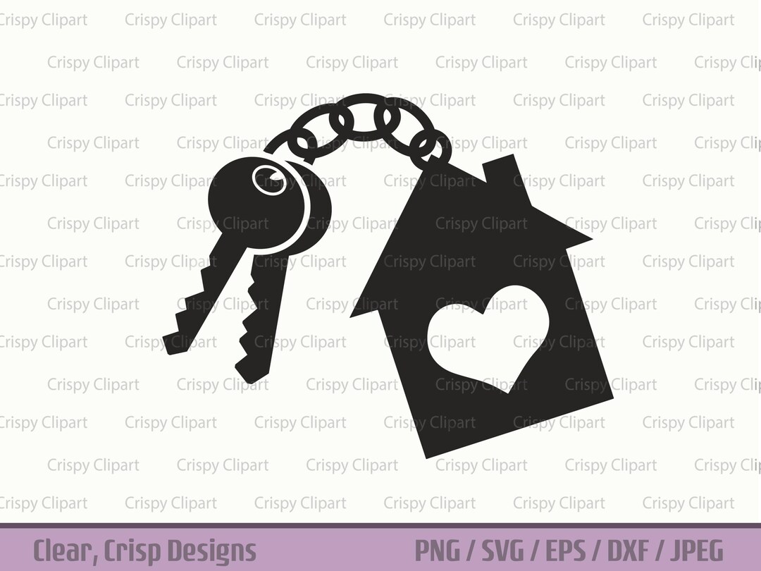 House Key Silhouette Clipart, Keys With Keychain Vector Art, House ...