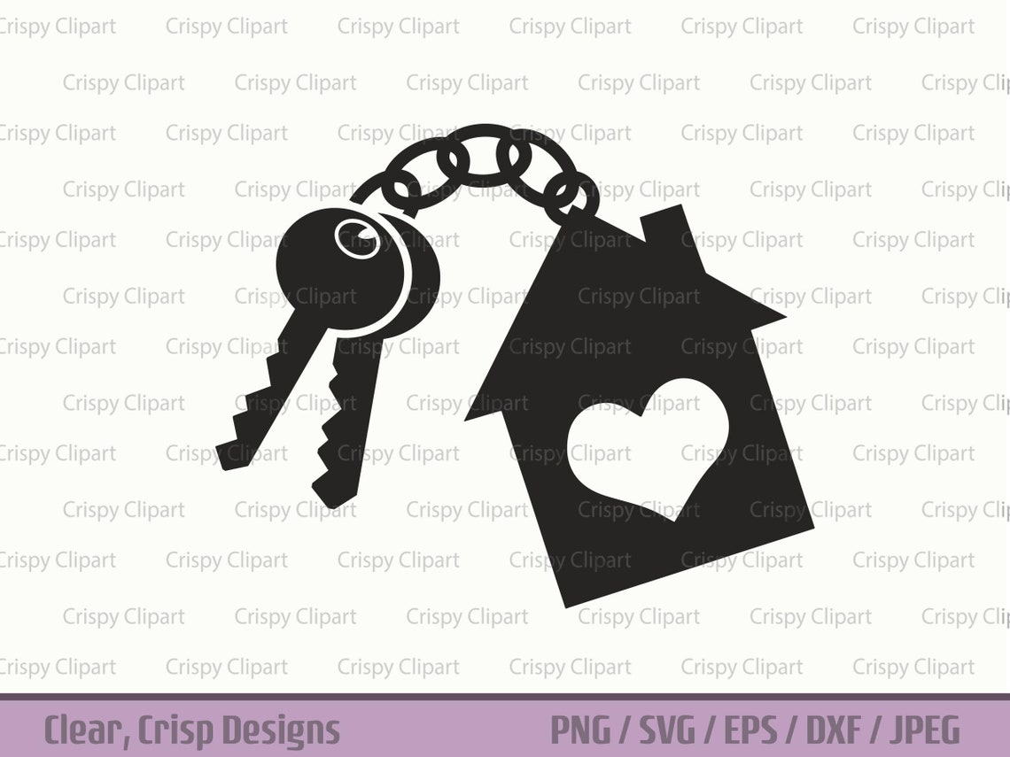 House Key Silhouette Clipart Keys With Keychain Vector Art - Etsy