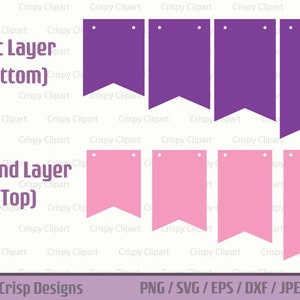Layered Banner Pennants SVG, Banner Flag Cut File, Birthday Party ...