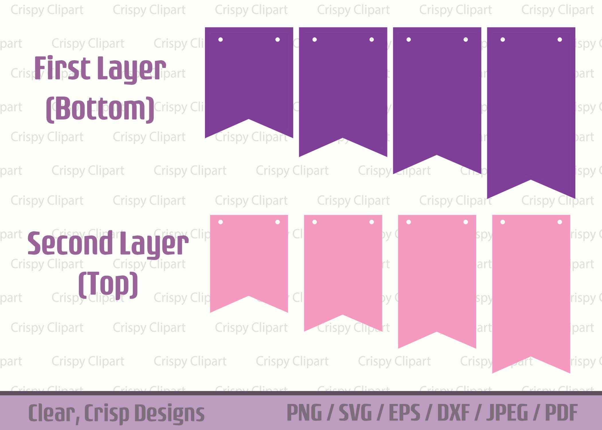 Layered Banner Pennants SVG, Banner Flag Cut File, Birthday Party ...