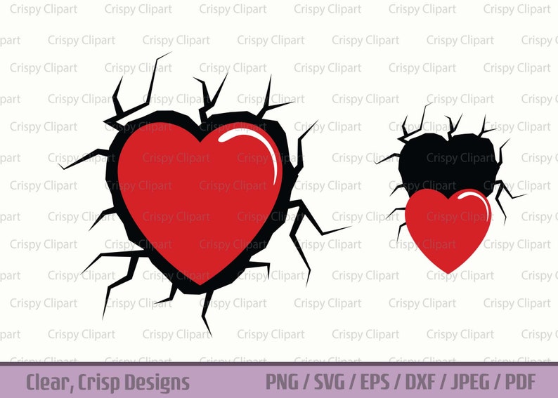 Heart SVG, Heart in the Wall Clipart, Heart Silhouette Cut File ...