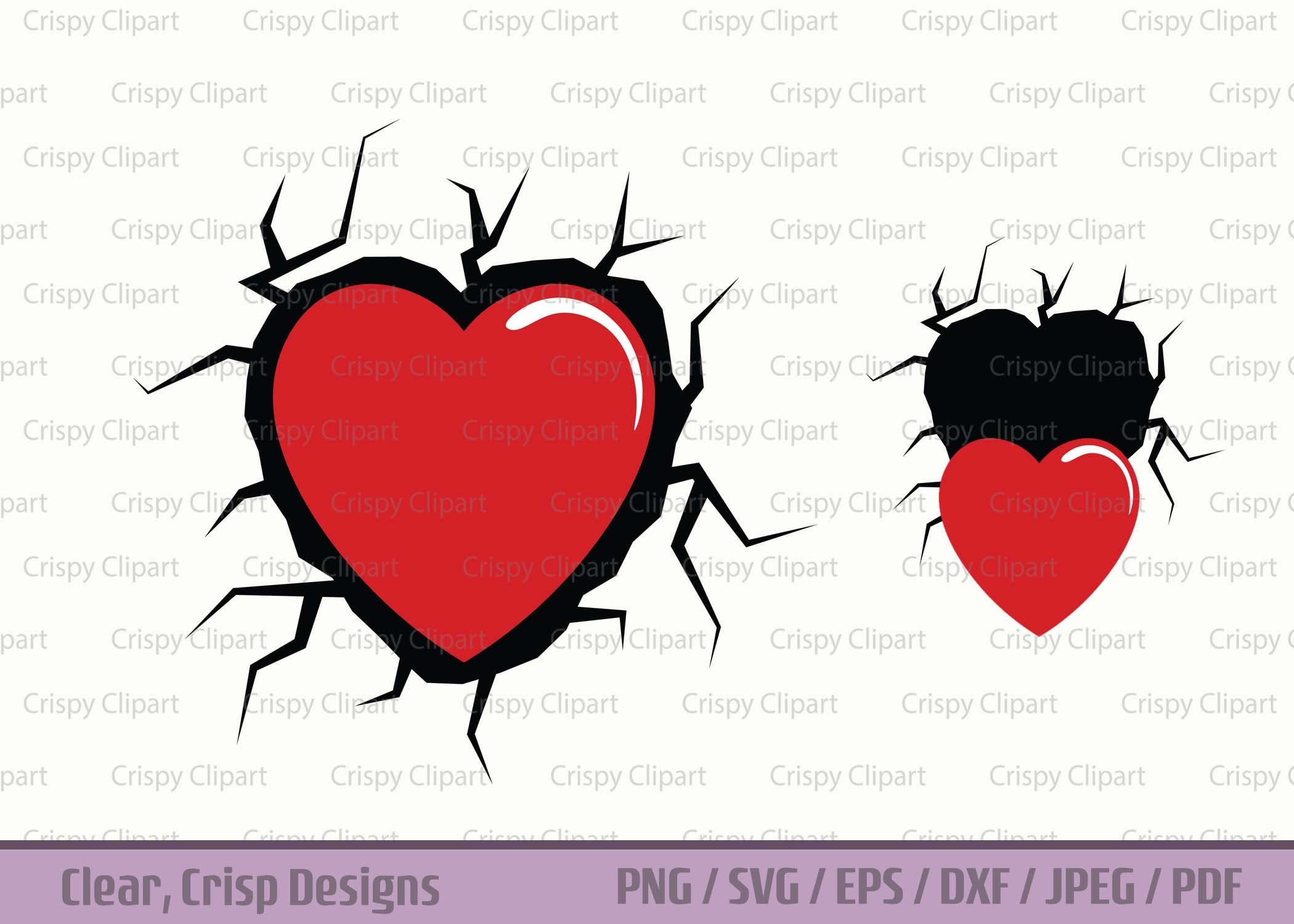 Heart SVG, Heart in the Wall Clipart, Heart Silhouette Cut File ...