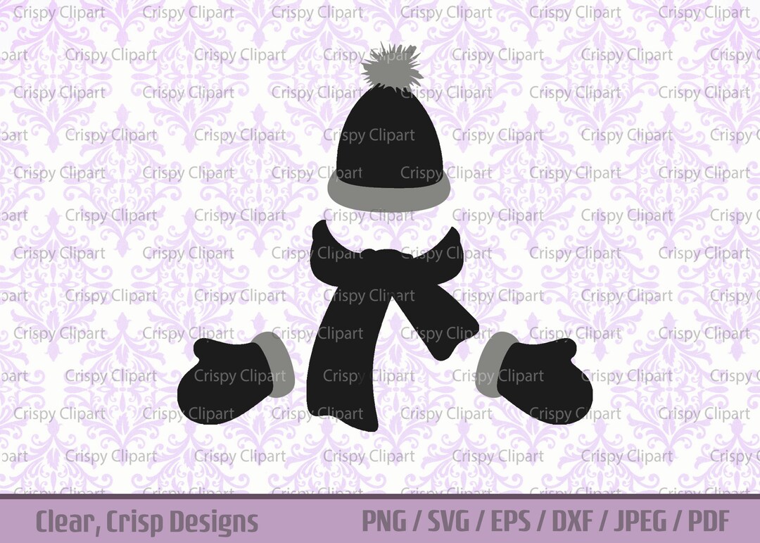 Scarf Hat and Mittens Silhouette SVG Winter Outdoor Clothing Cut File ...