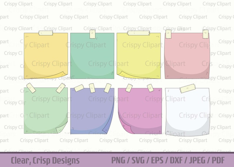Note Paper Clipart Note Paper With Tape Vector Art Note to - Etsy