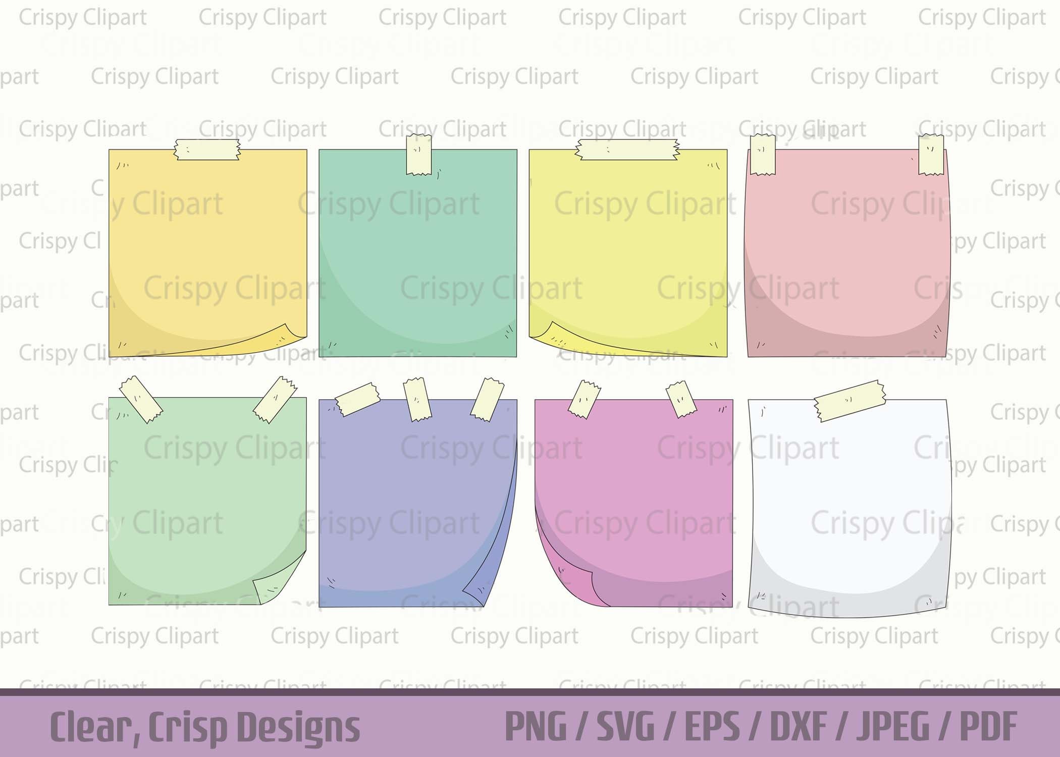Note Paper Clipart Note Paper With Tape Vector Art Note to - Etsy