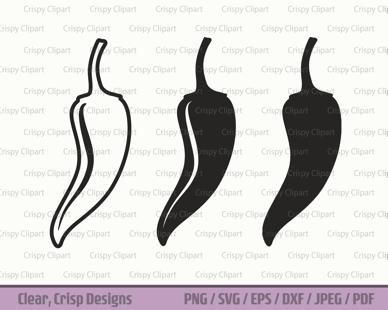 Hot Pepper Silhouette SVG, Chili Pepper Vector Art Cut File, Spicy Food ...