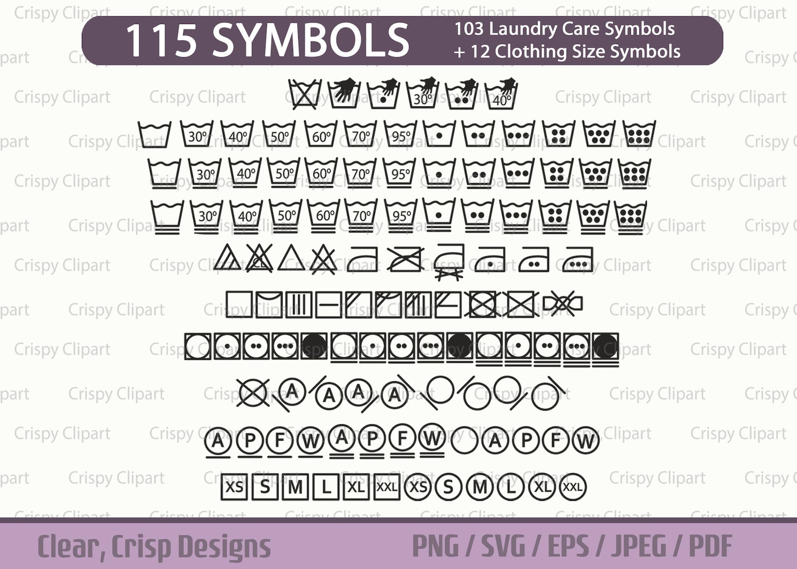 Textile Care Symbols SVG Laundry Symbols Clipart Wash - Etsy