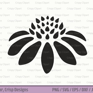 Coneflower Silhouette Cut File, Echinacea Vector Art SVG, Wildflower ...