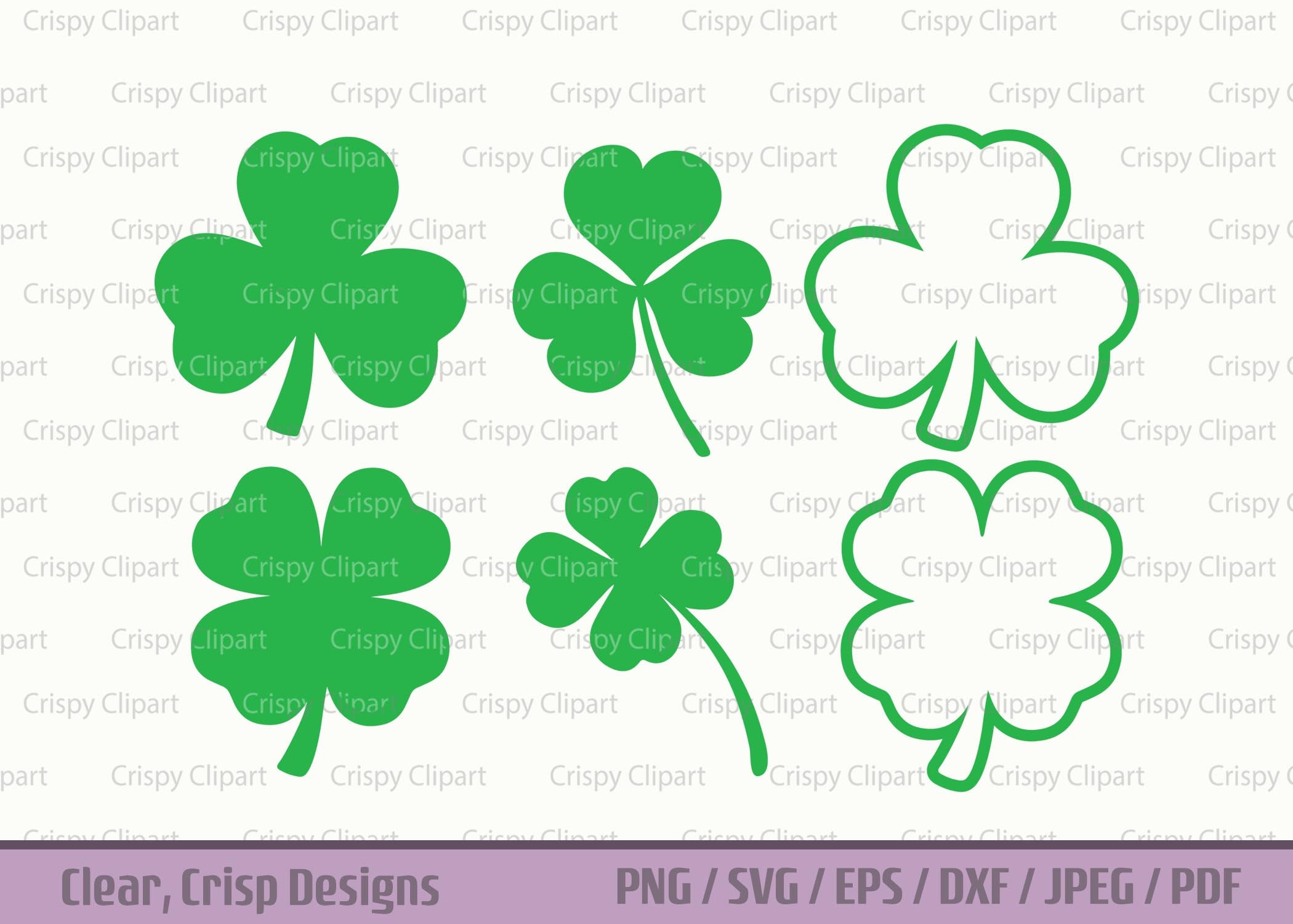 Clover Bundle Clipart SVG Shamrock Vector Art Cut File St - Etsy
