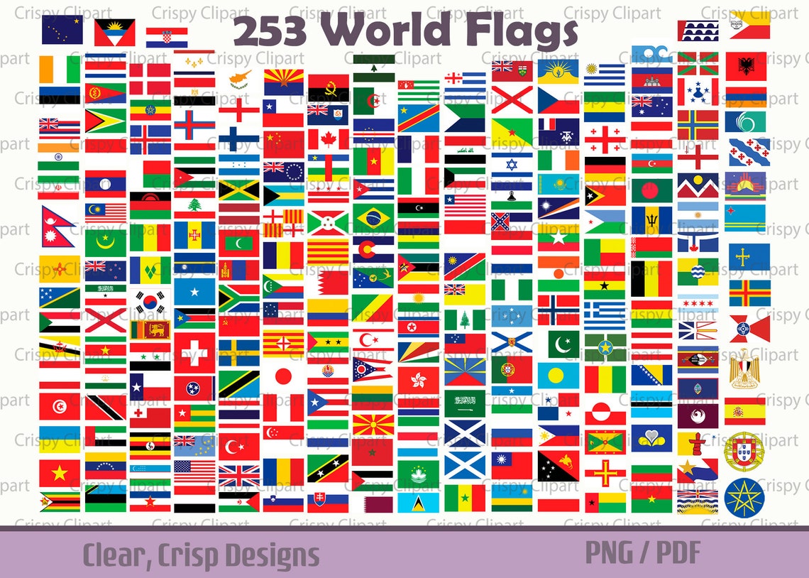 World Flags Clipart, 253 Flags of the World PNG, North America Flag Cut ...