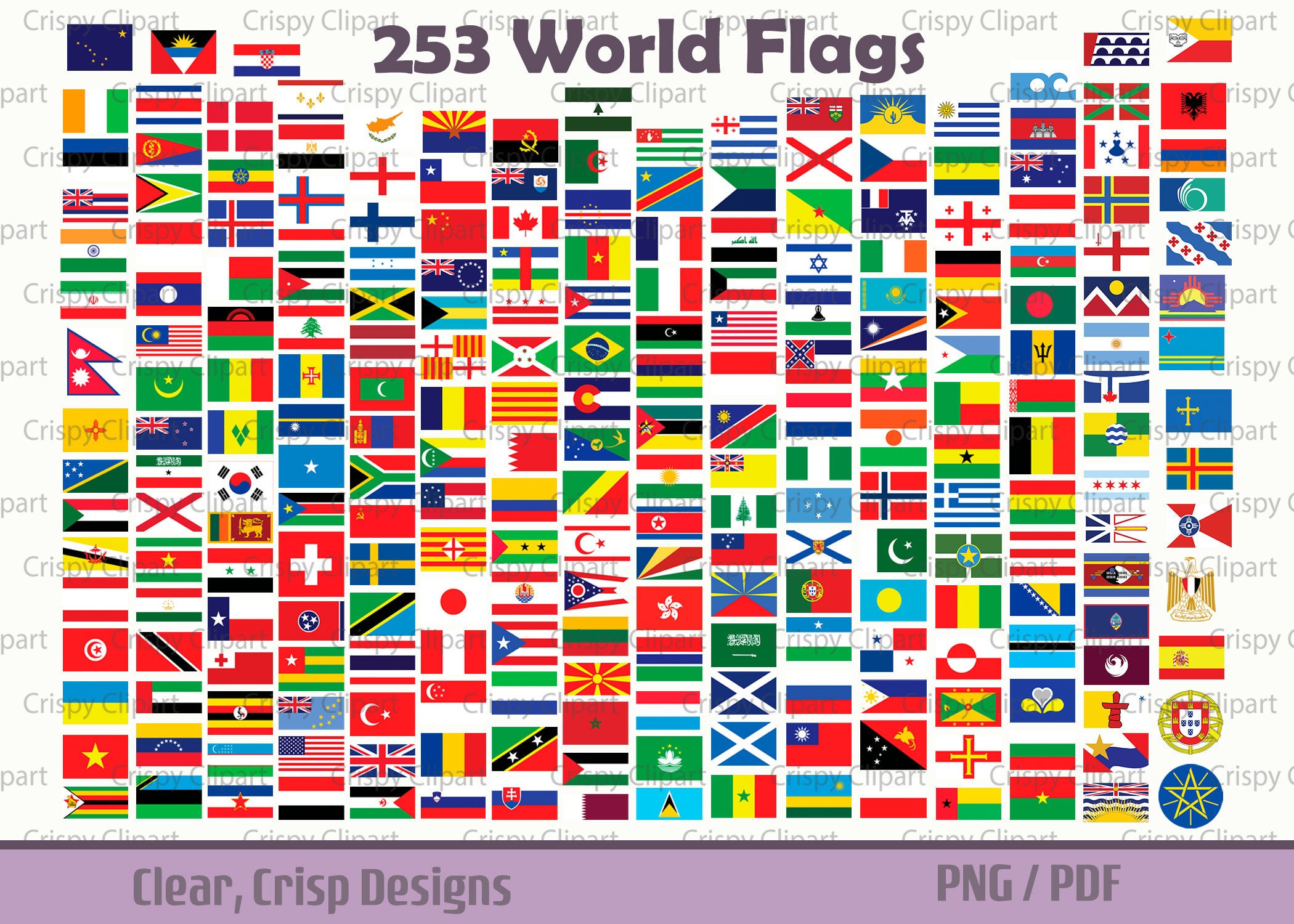 World Flags Clipart, 253 Flags of the World PNG, North America Flag Cut ...
