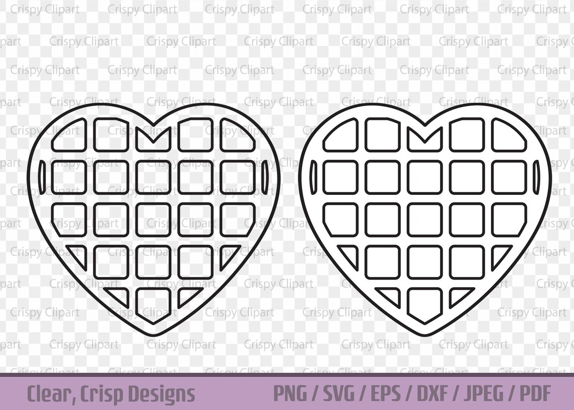 Heart Waffle Outline SVG Waffle Clipart Breakfast Food Cut - Etsy