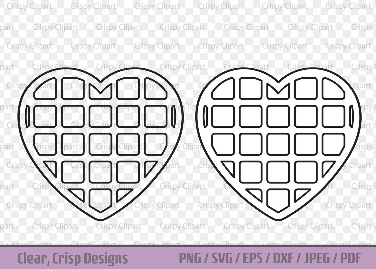 Heart Waffle Outline SVG Waffle Clipart Breakfast Food Cut - Etsy