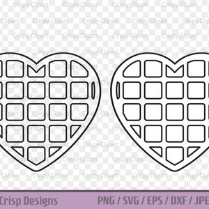 Heart Waffle Outline SVG, Waffle Clipart, Breakfast Food Cut File ...